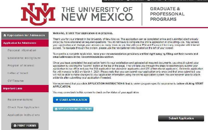 The University of New Mexico Admission 2023: Application Fees ...